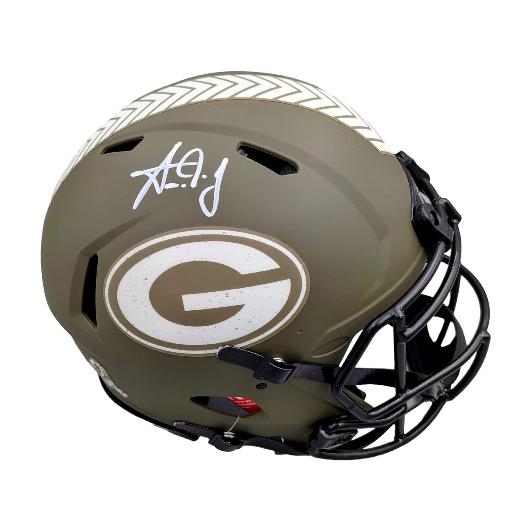 Aaron Jones Autographed Full Size Salute To Service Authentic Helmet ...